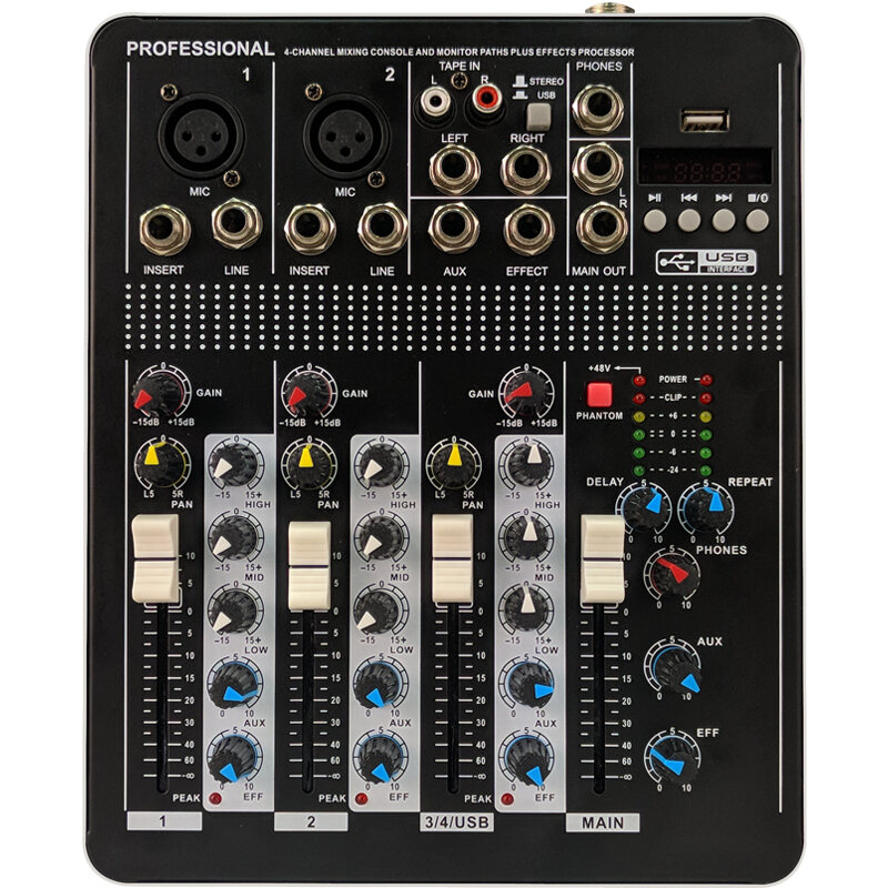 Professional Sound Mixing Console Four-Way Bluetooth with Effect USB ...