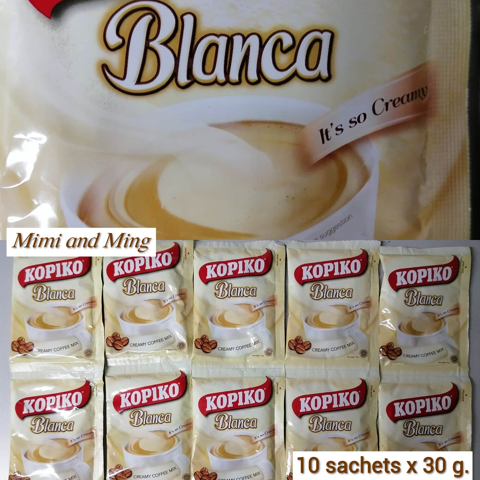 Kopiko Blanca Coffee. Creamy Coffee Mix. SINGLES. Net Weight : (10 ...