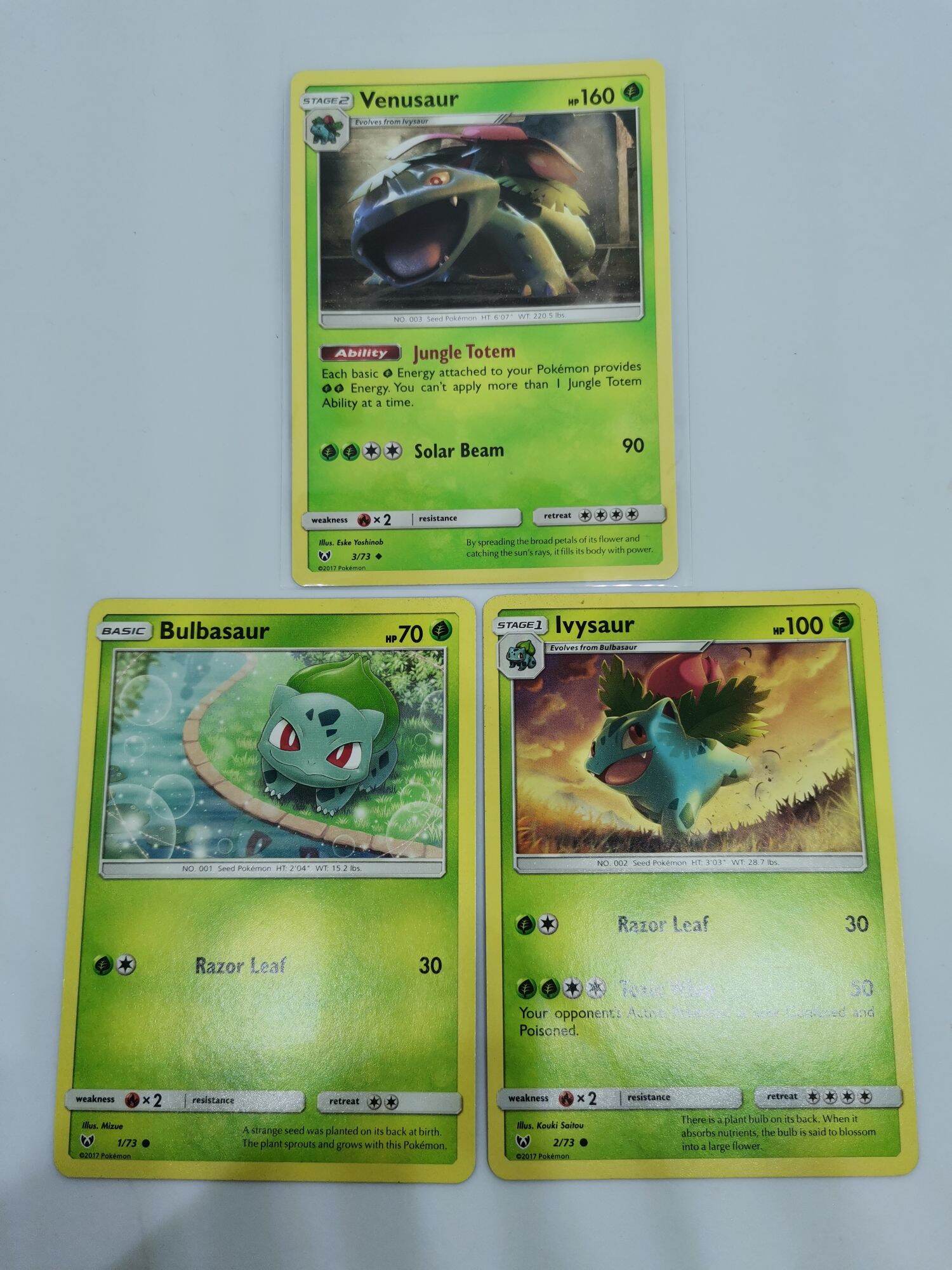 Pokemon Cards Set Venusaur Evolution Line - 3/73 (Sun and Moon: Shining ...