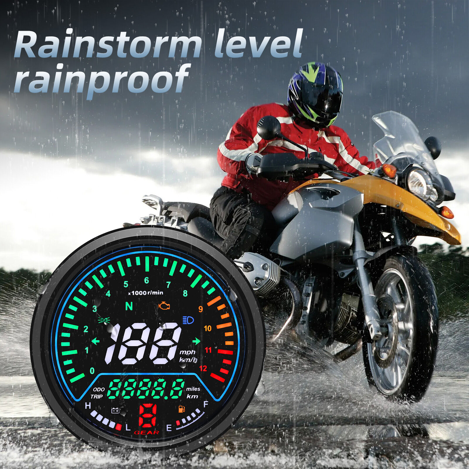 Motorcycle RPM Speed Speedometer Moto Digital Instrument Panel Voltage ...