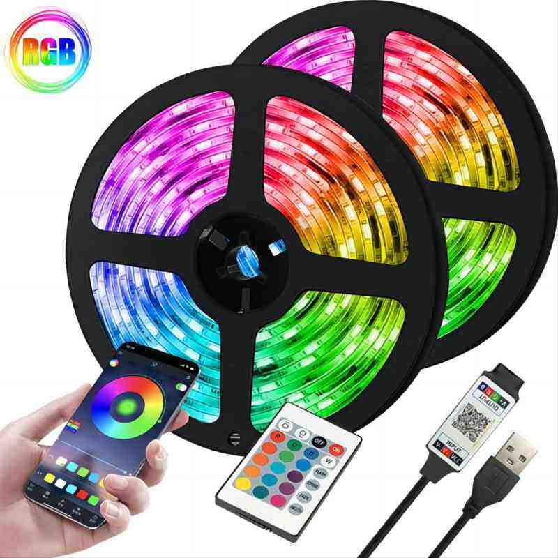 DC5V RGB LED Strip Light 1/2/3/4/5/10M USB 24key Bluetooth Remote ...