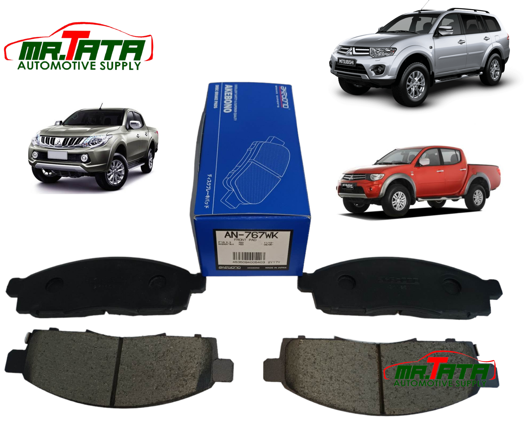 Akebono Brake Pads (Front) Mitsubishi Montero Sport 2008 - 2016 Gen 2 ...