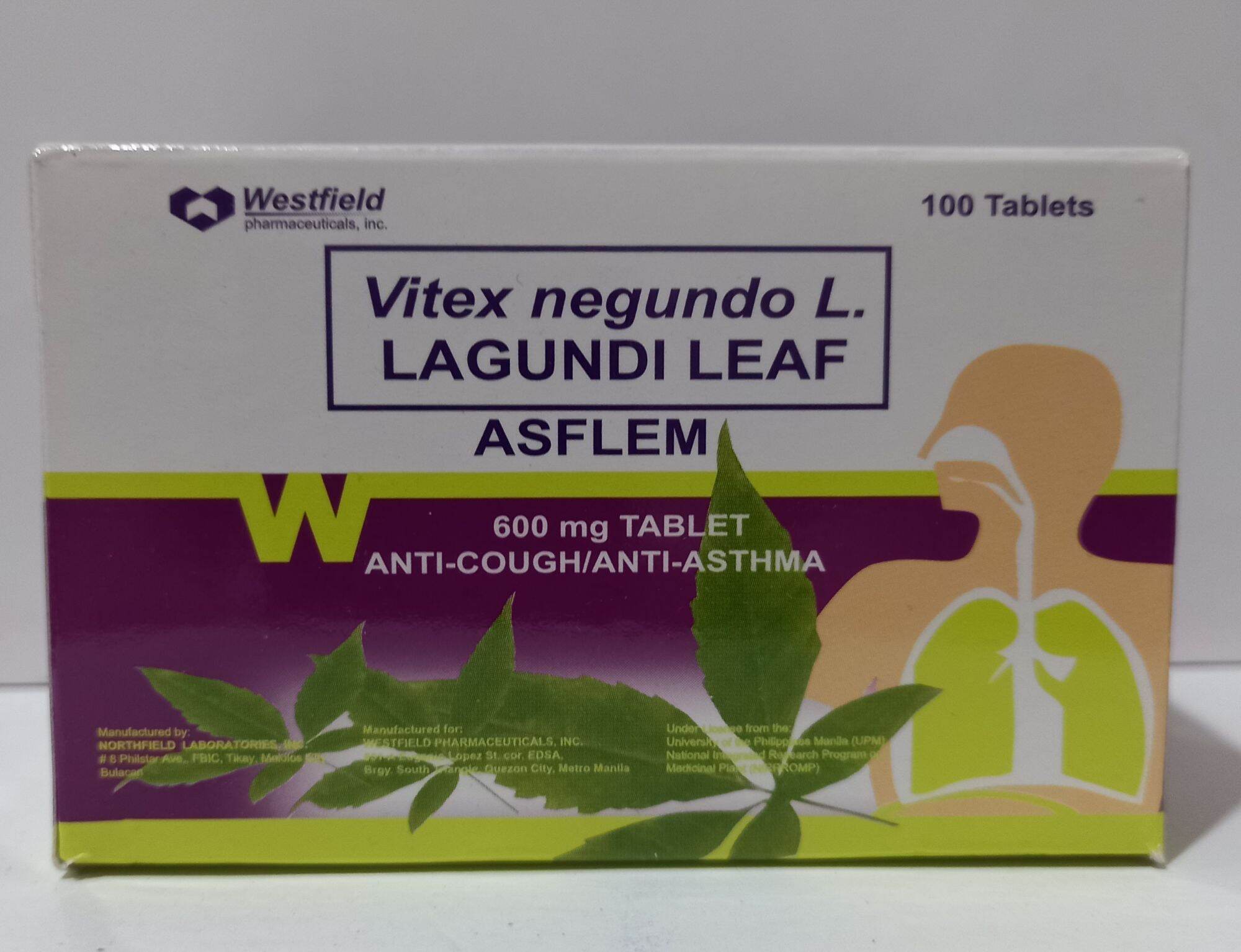 LAGUNDI LEAF ASFLEM 600MG TABLET (Vitex Negundo L.) Anti cough /Anti ...
