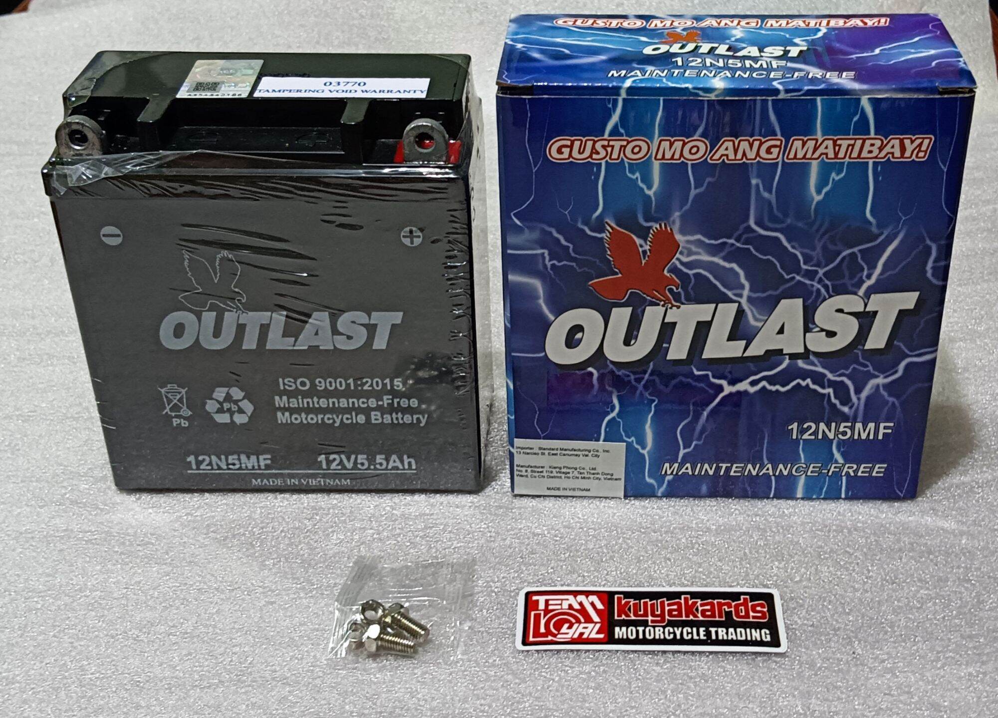 OUTLAST BATTERY (MAINTENANCE FREE) 12N5MF | Lazada PH