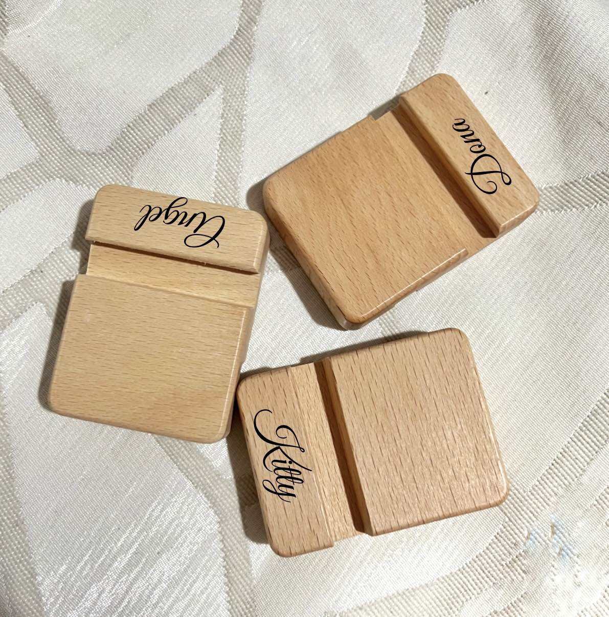 Personalized Wooden Cellphone Stand Free Name Engrave Laser Engraved