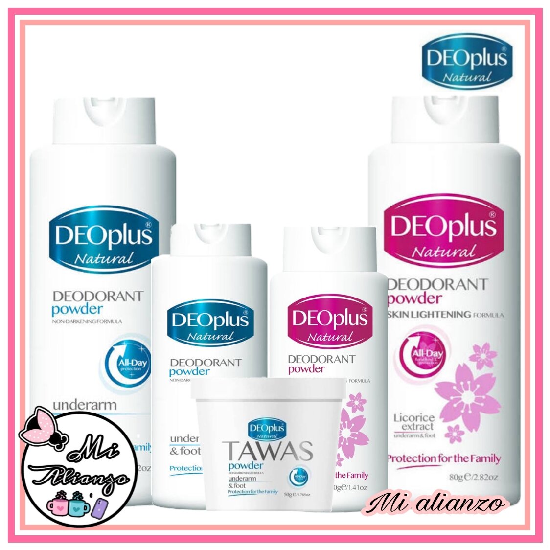 Deoplus Natural Underarm and Foot Deodorant Powder 40g - 80g | Deo plus ...