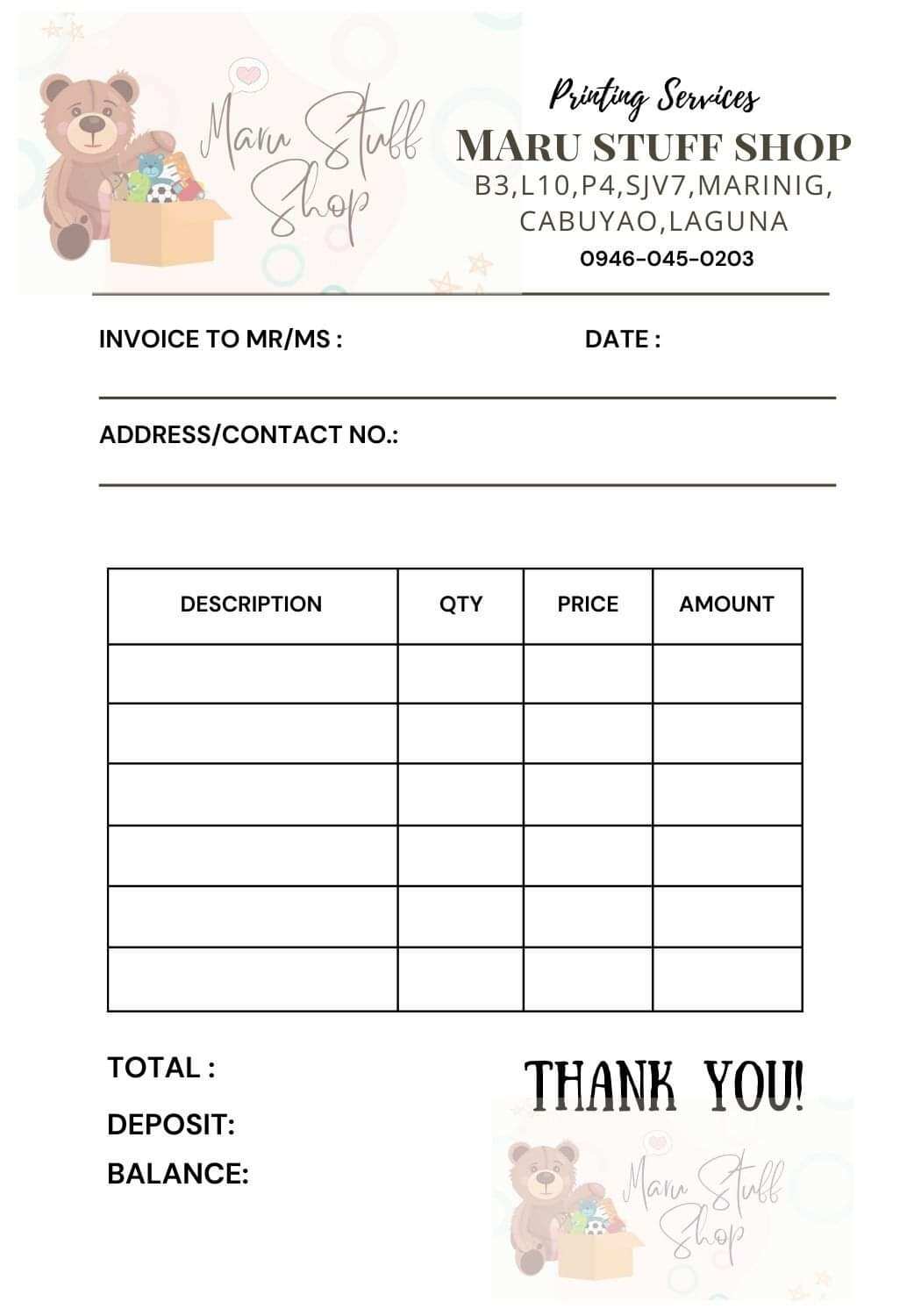 Customized Receipt acknowledgement Non BIR / Invoice FREE LAYOUT (SEND ...