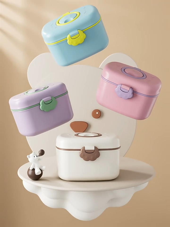 KiKi Baby Milk Powder Box Cartoon Cute Bear Milk Powder Grid Portable ...
