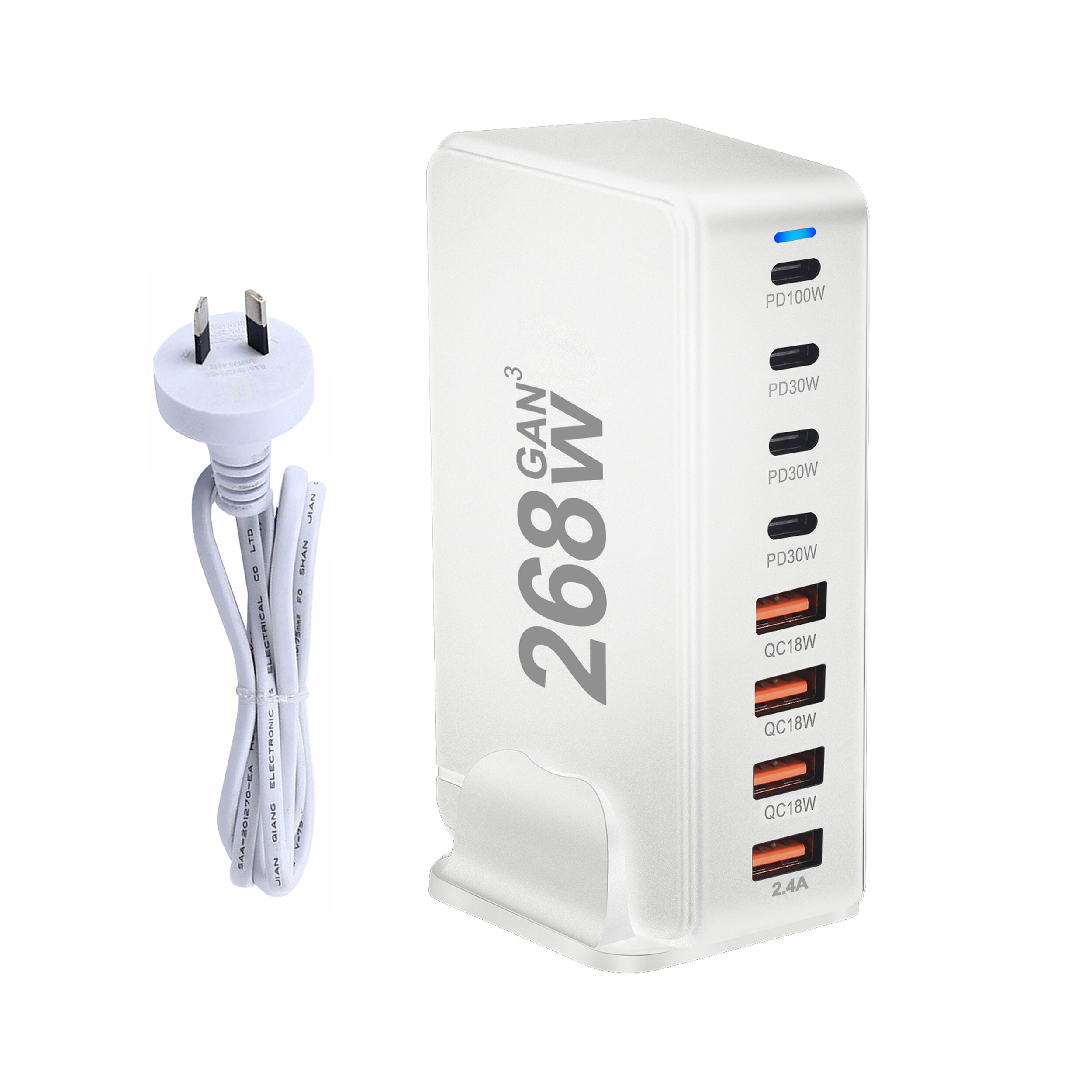 268W Desktop GaN Charger 8-port USB Type C PD Charger Fast Charge 3.0 ...