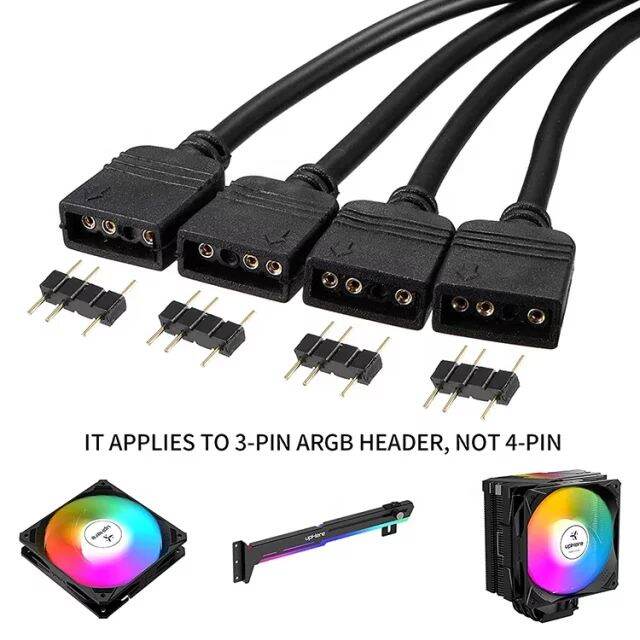 upHere 1 to 4 RGB Splitter Cable 5V 3Pin ARGB LED Strip Connector ...