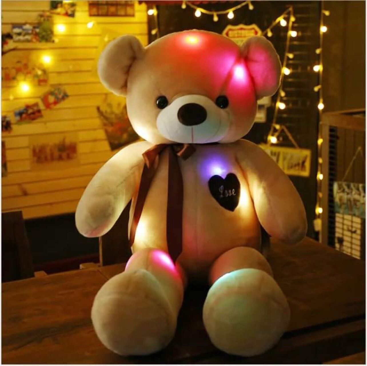 Beautiful Creative Light Up LED Cute Teddy Bear Stuffed Animals Plush ...