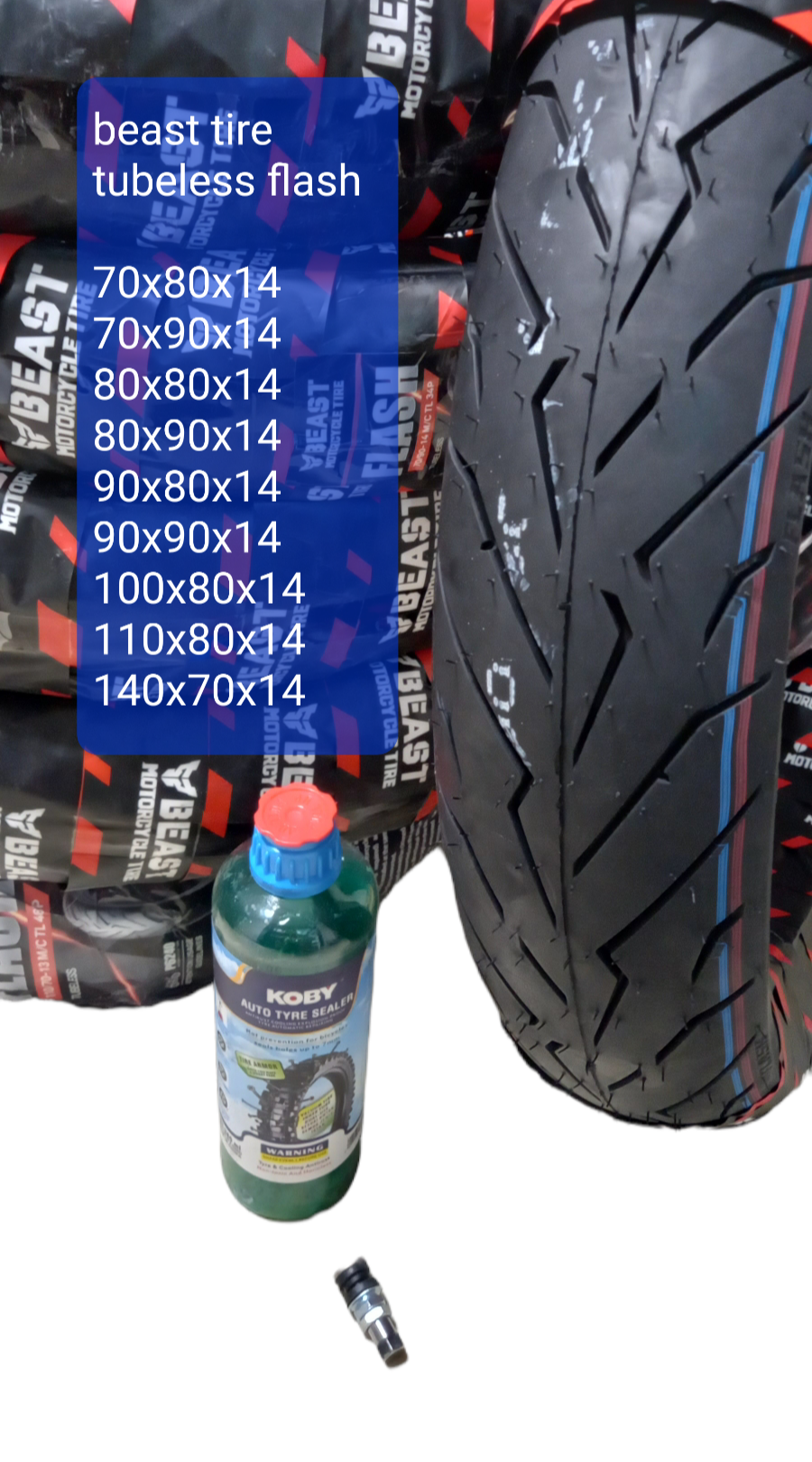 beast tire tubeless flash with sealant and pito by 14 | Lazada PH