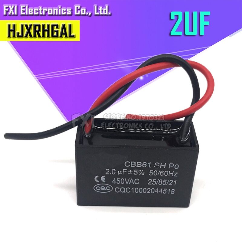 5pcs CBB61 2uf starting capacitance AC Fan Capacitor 450V CBB Motor Run ...