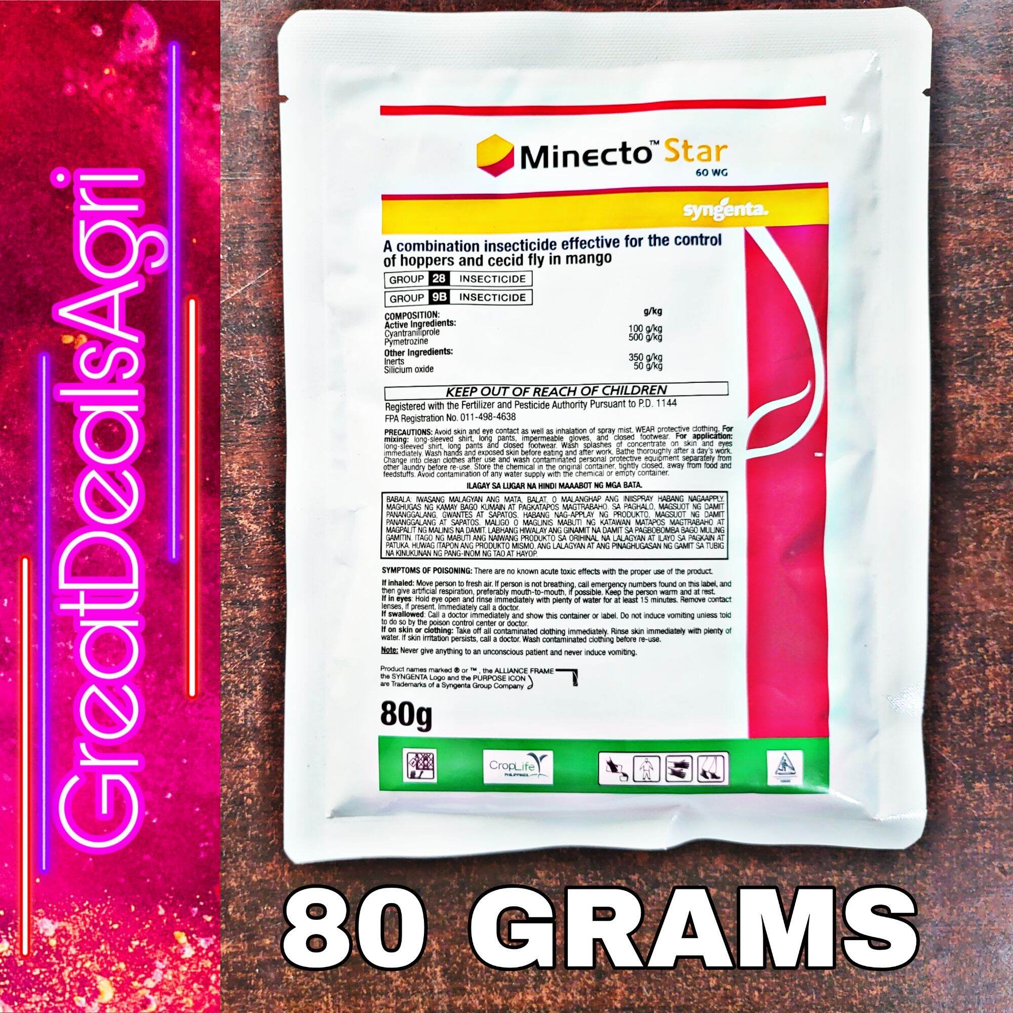MINECTO STAR 60 WG CYANTRANILIPROLE + PYMETROZINE INSECTICIDE (80 GRAMS ...