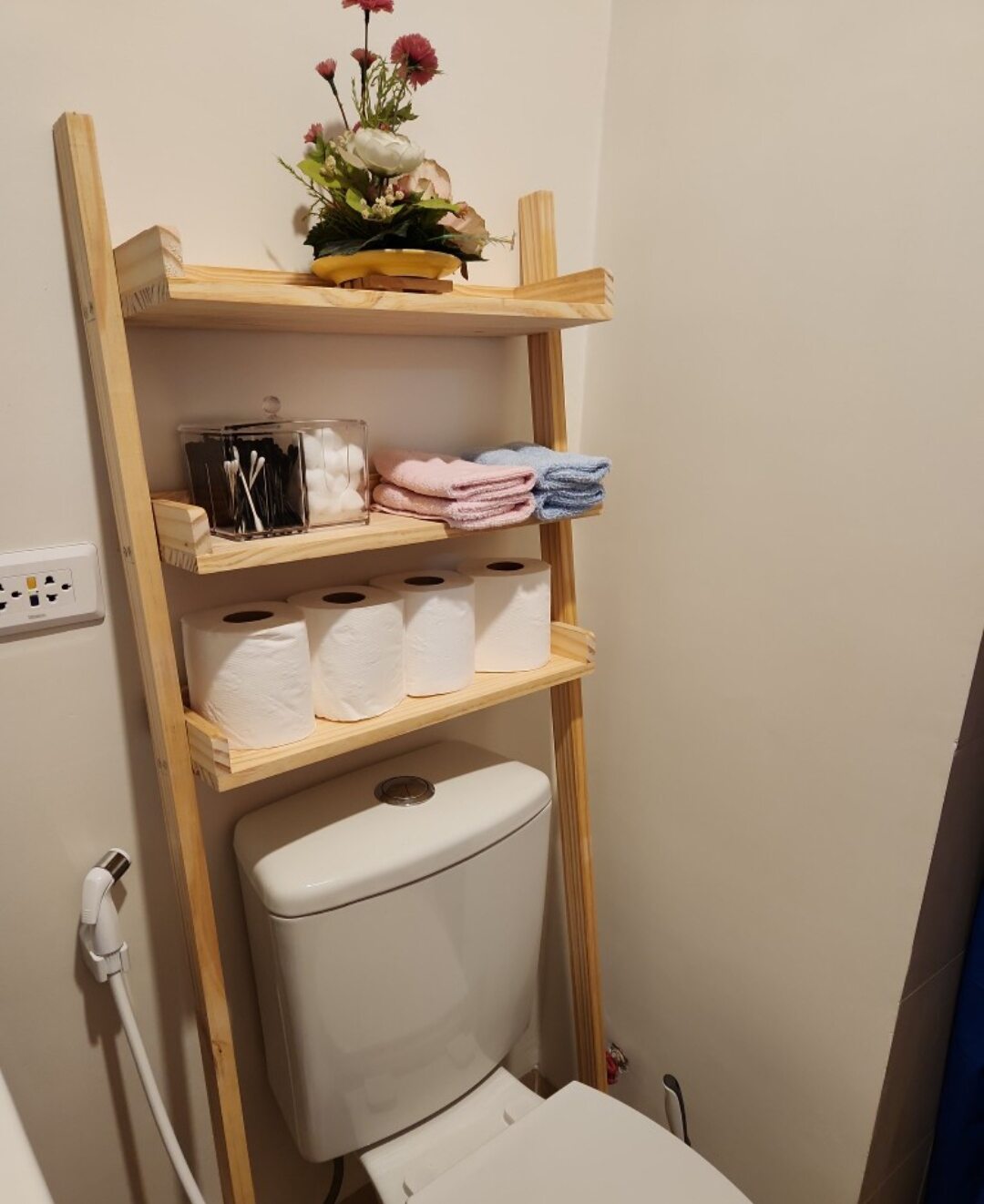 Wooden Ladder Shelf Leaning Over Toilet Washing Machine | Lazada PH