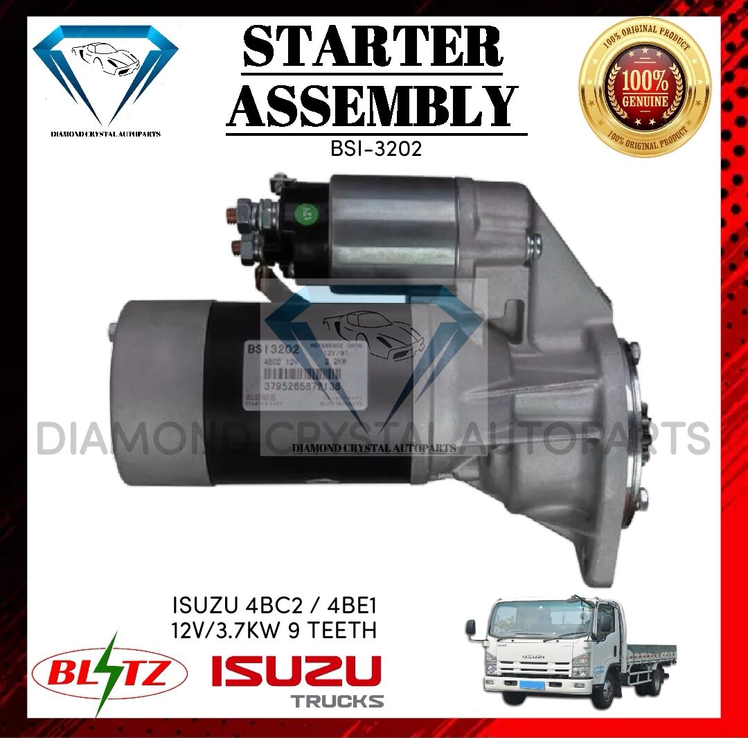 STARTER ASSEMBLY ISUZU 4BC2 / 4BE1 12V/3.7KW 9 TEETH "BLITZ BRAND ...