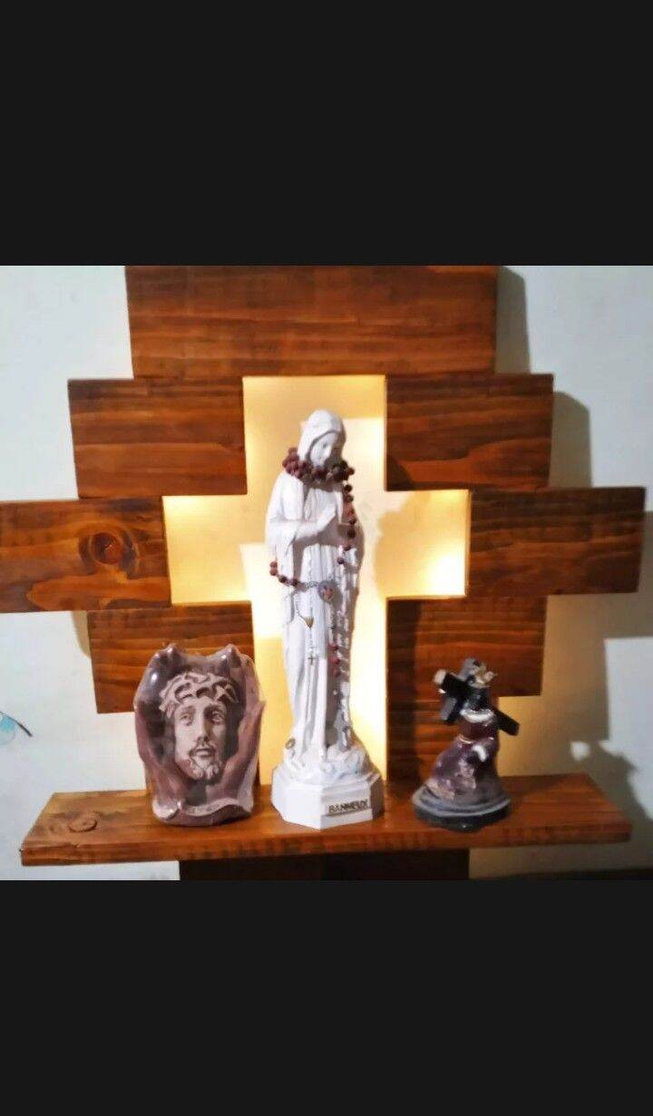 Wooden altar with LED lights, Wooden altar, Altar with LED lights, made ...