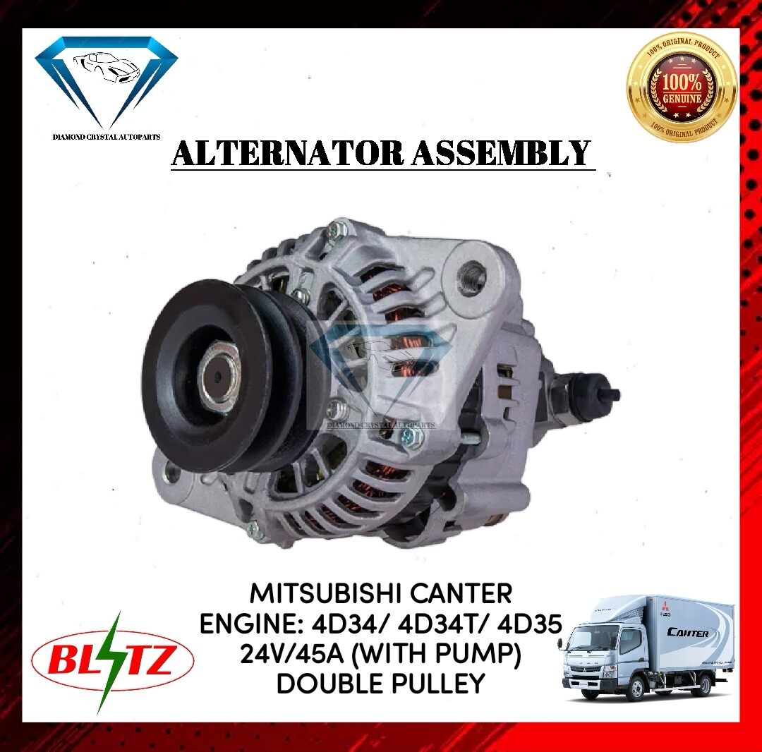 ALTERNATOR ASSEMBLY MITSUBISHI CANTER 4D33 / 4D34/ 4D34T/ 4D35 24V/45A ...