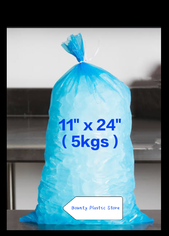 100pcs 5kgs ICE Cube/Tube Plastic Packaging Plain, Bluish, Foodgrade ...