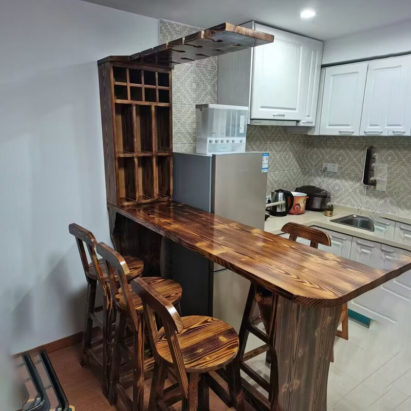 Household Bar Counter Solid Wood Partition Wine Cabinet Living Room Bar ...