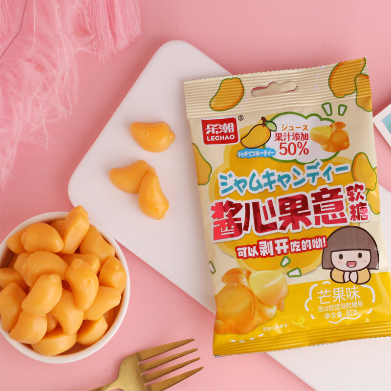 Lechao Peeling Mango Peeling Soft Candy Gum Burst Raspberry Syrup ...