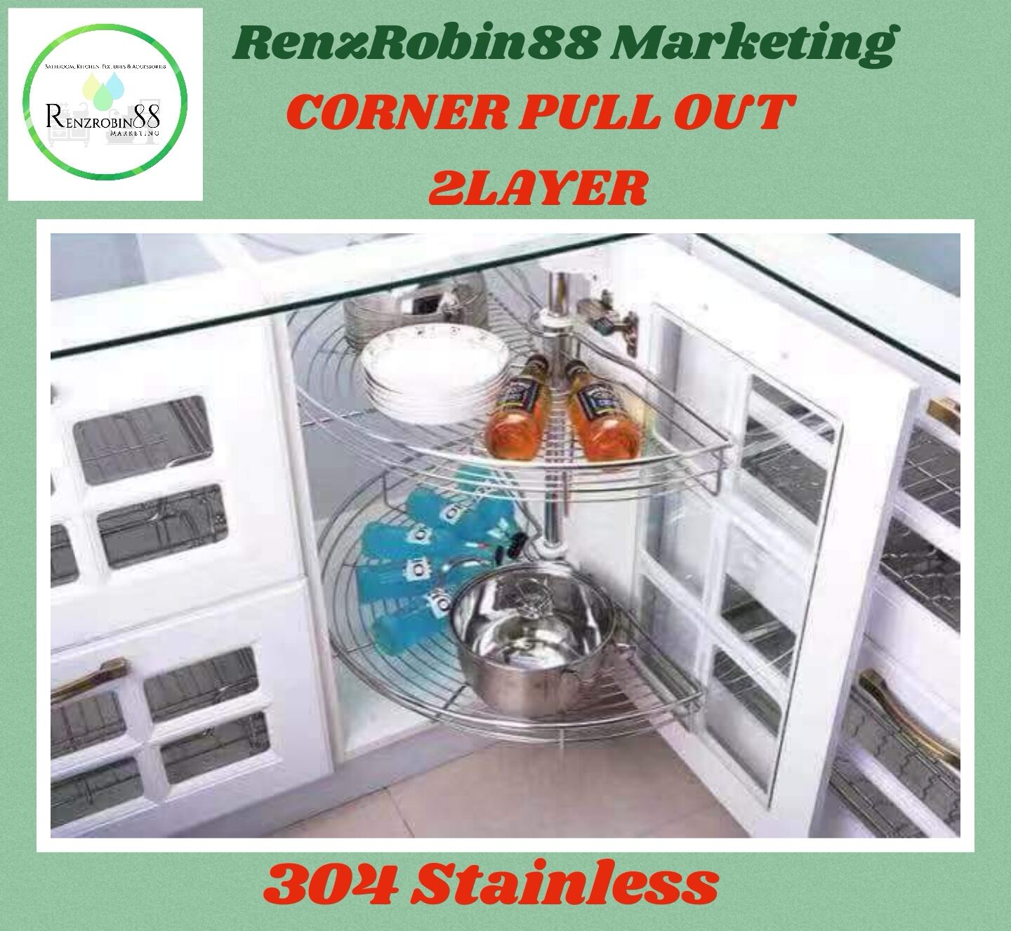 Corner Pull out basket / Carousel kitchen pull out basket 2 layer for kitchen cabinet 304 ...