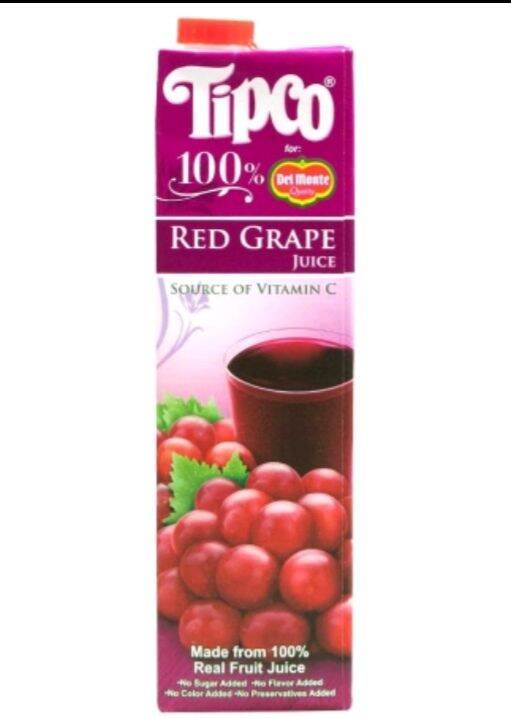 DEL MONTE, TIPCO 100 % RED GRAPE JUICE, MADE FROM 100%REAL FRUIT JUICE ...