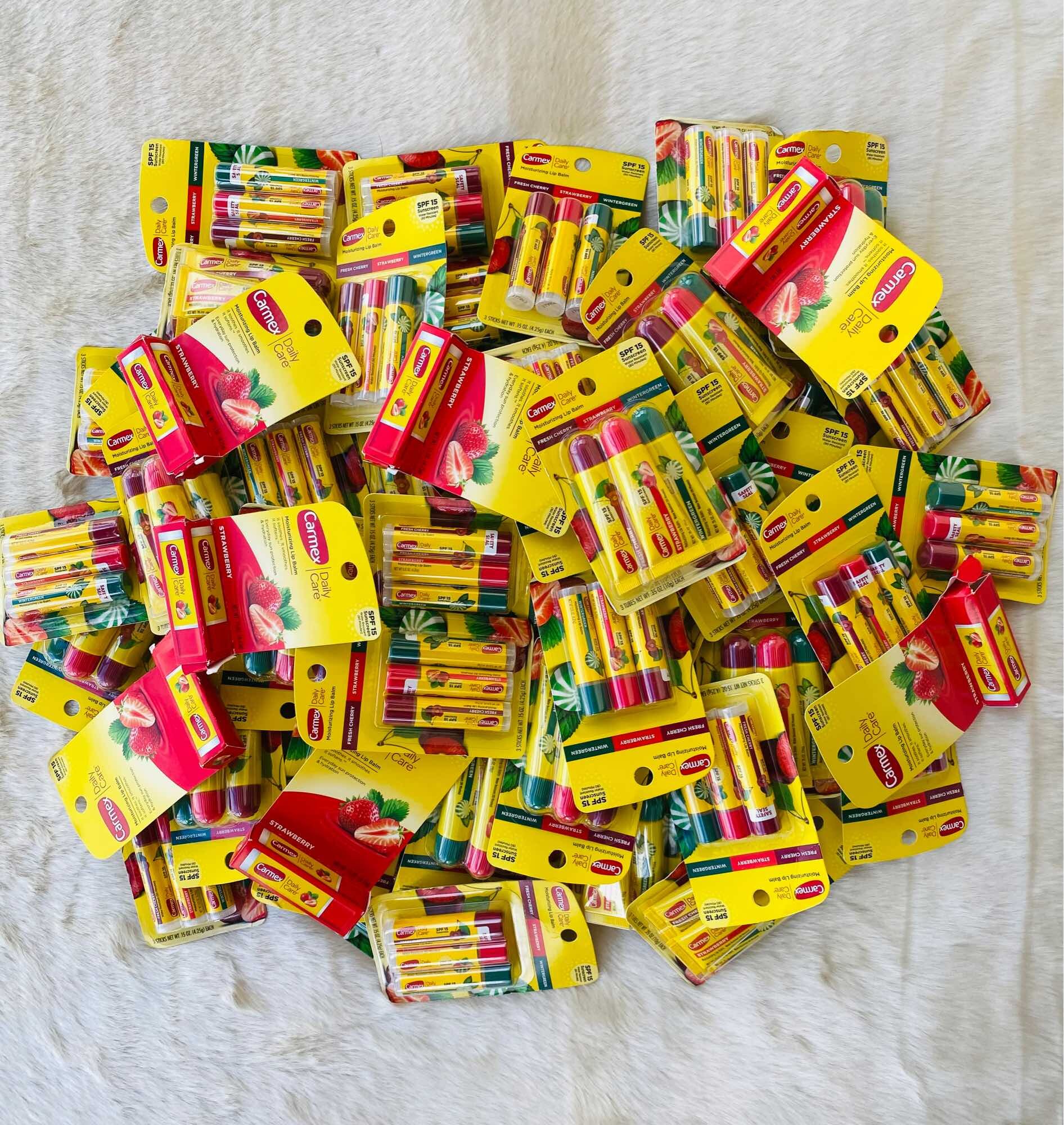 Carmex Daily Care Moisturizing Lip Balm, Strawberry / Fresh Cherry ...