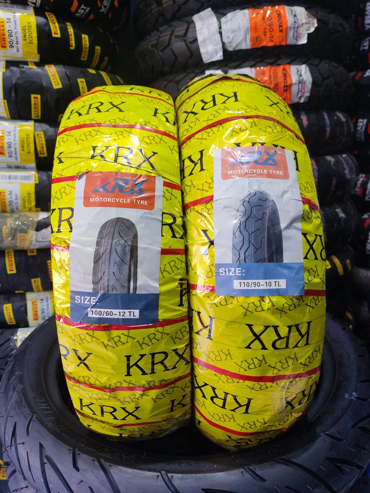 Krx Tire size 10 110/90 rear, 12 100/60 front free 2pito 2sealant for suzuki burgman & avenis ...