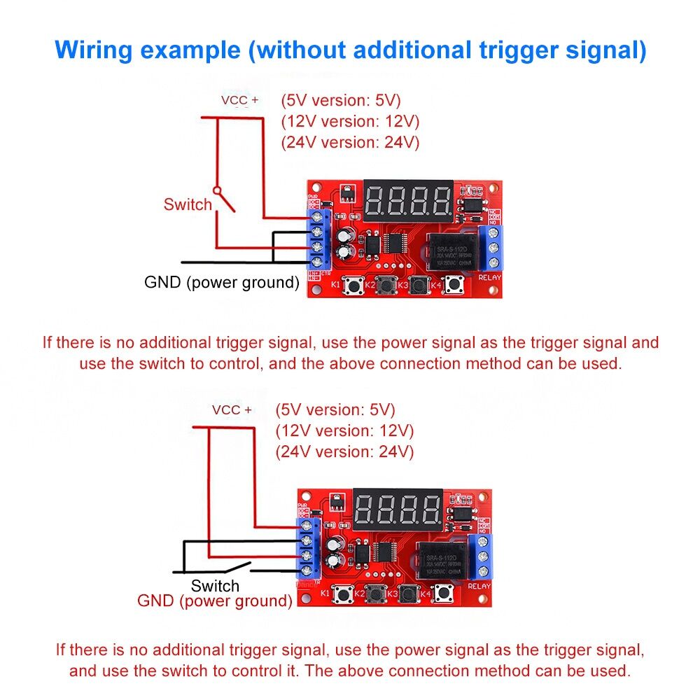 Time Delay Relay Dc 5v 12v 24v Timer Module Trigger Cycle Delay Timing