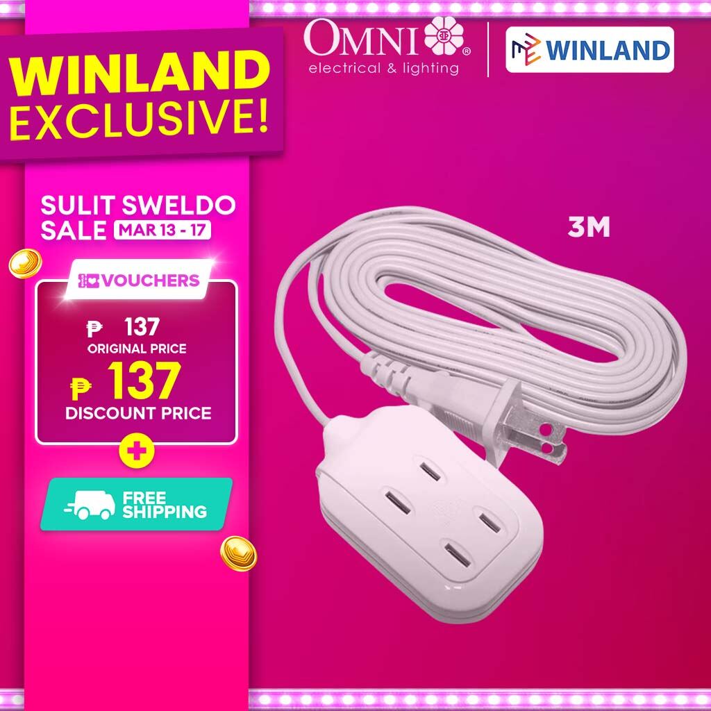 Omni by Winland Dual Portable Extension Cord Set 3 Meter Wire WDP-303-PK | Lazada PH