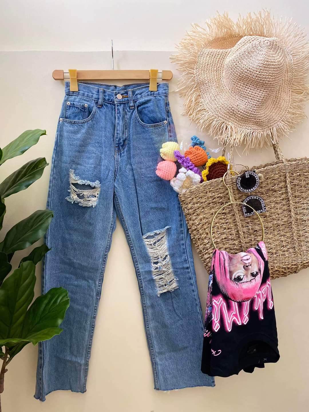 Denim Ripped Flare Bb Jeans | Made in Thailand | Lazada PH