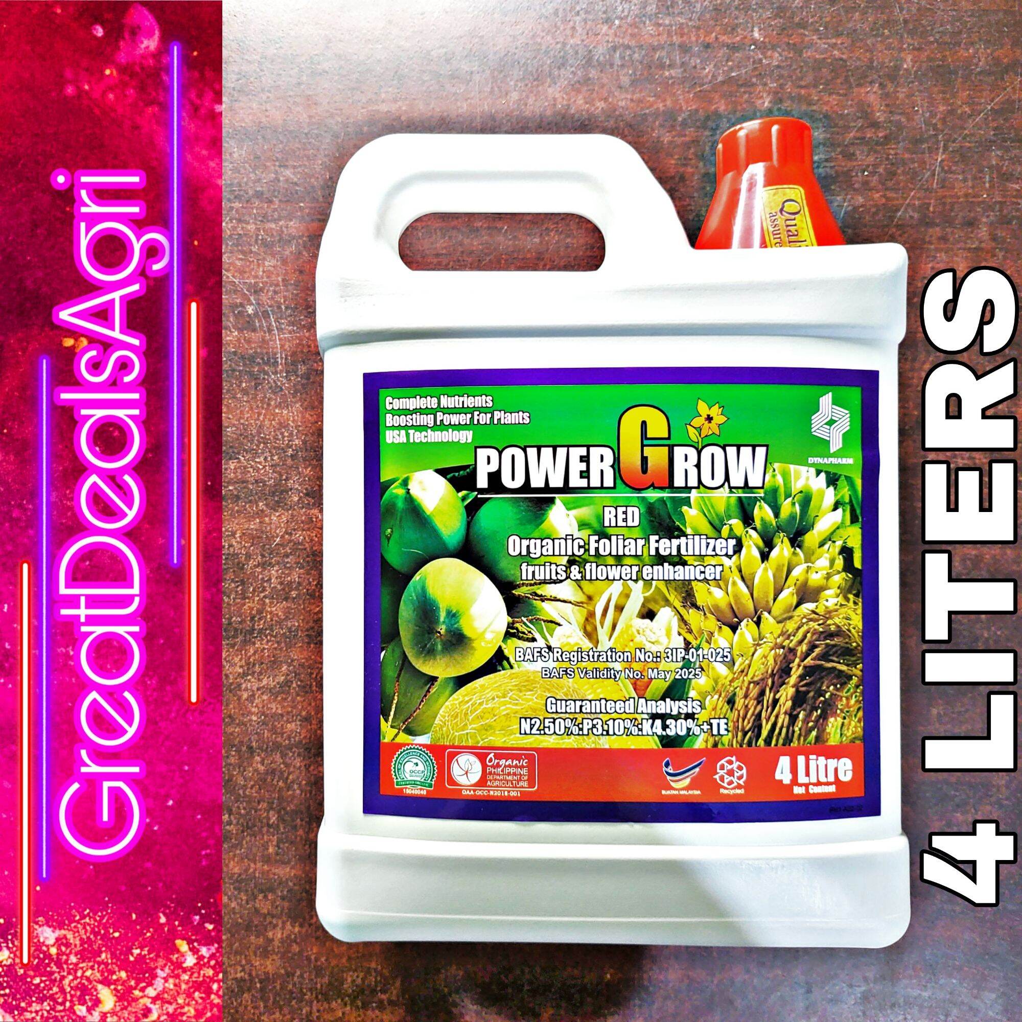POWER GROW RED ORGANIC FOLIAR FERTILIZER (4 LITERS) by DYNAPHARM ...