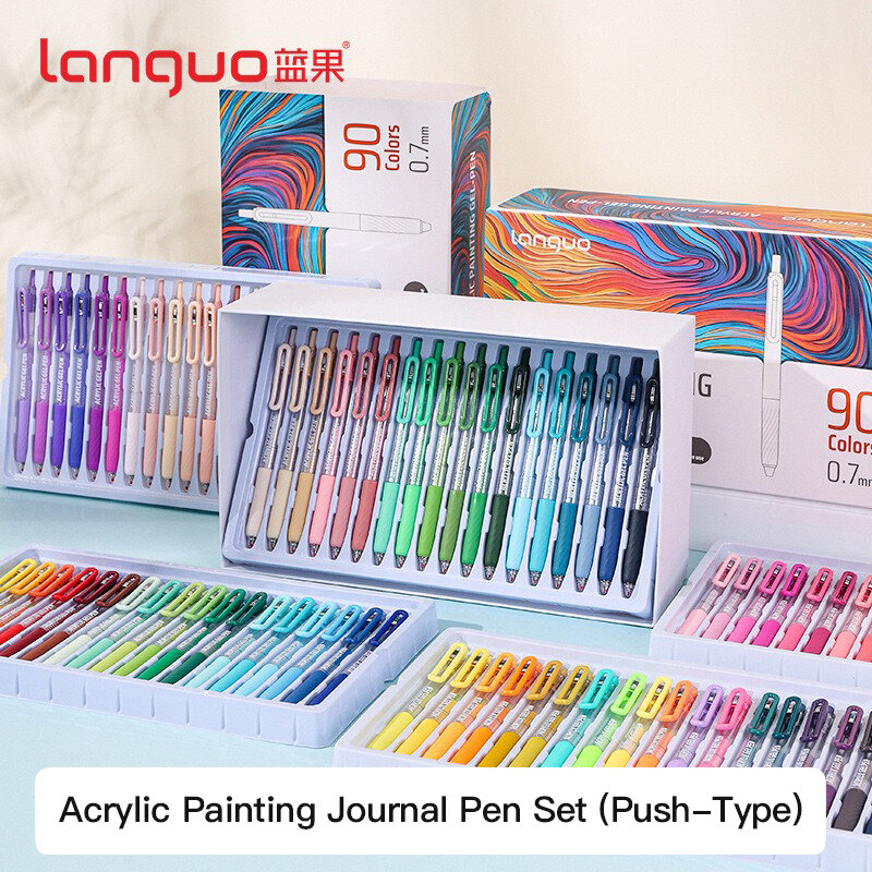 LANGUO 36/54/72/90 Colors Acrylic Painting Gel Pens Retractable 0.7mm ...