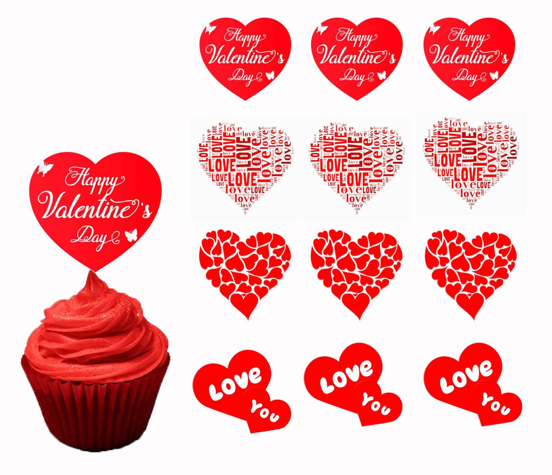 12pcs Happy Valentines Day cupcake topper | Lazada PH