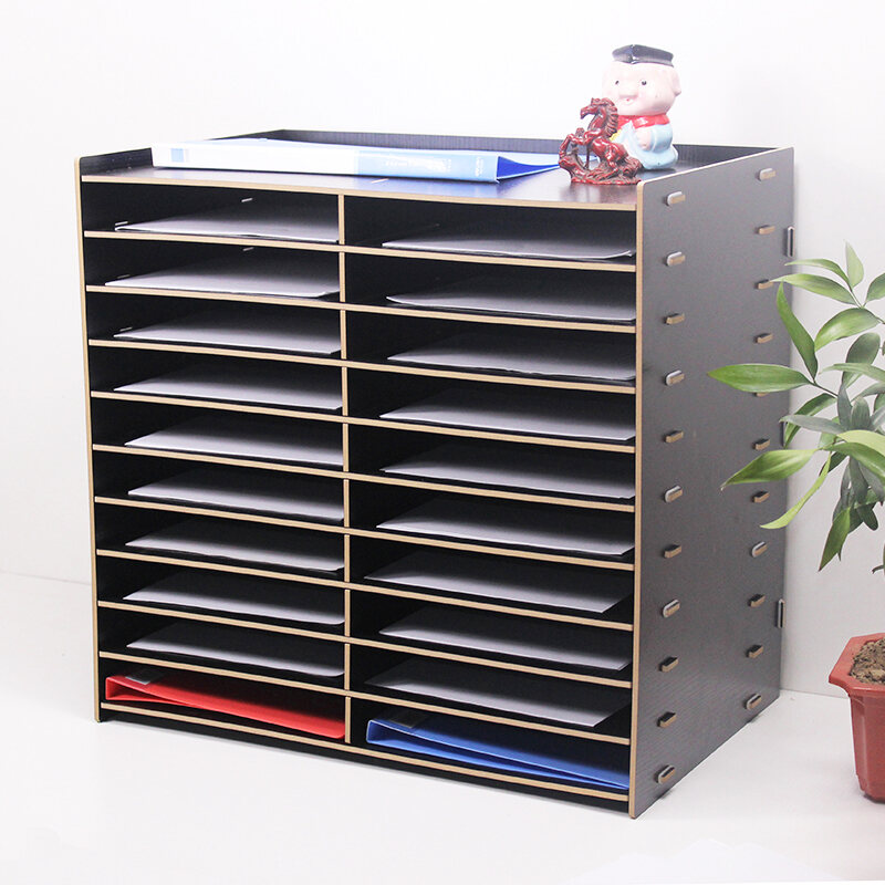 Multi-Layer Desktop File Shelf 20 Grid A4 Paper Office Student ...