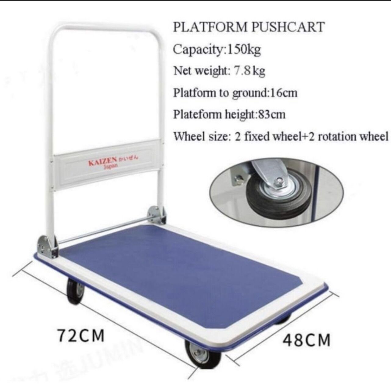 HEAVY DUTY PLATFORM PUSHCART TROLLEY FOLDABLE 150 KG 300 KG KAIZEN ...