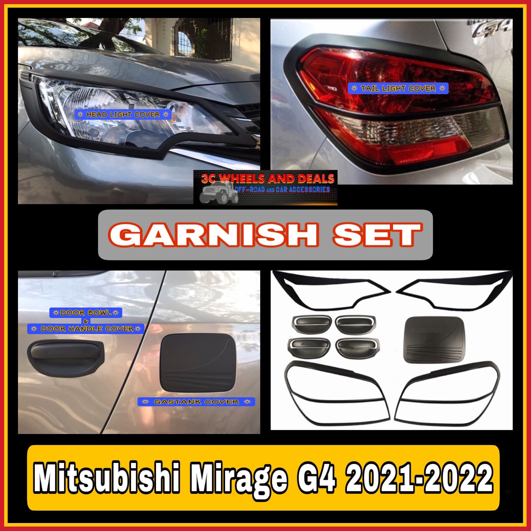 MITSUBISHI MIRAGE G4 2021-2022 GARNISH SET (BLACK) | Lazada PH