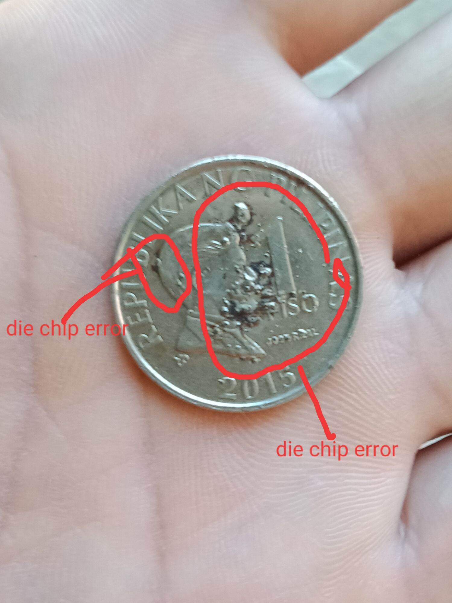 rare 1 peso 2015 error coin die chip error oberse and reverse | Lazada PH