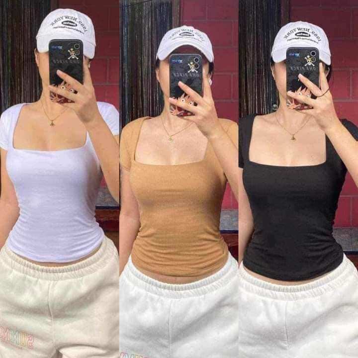 Square neck Double Lining Tops | Lazada PH