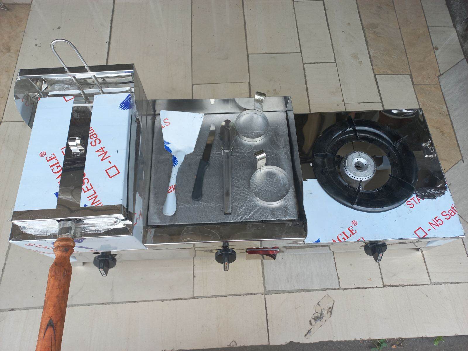 3in1 burger grill with deep fryer and burner stove pure stainless ...