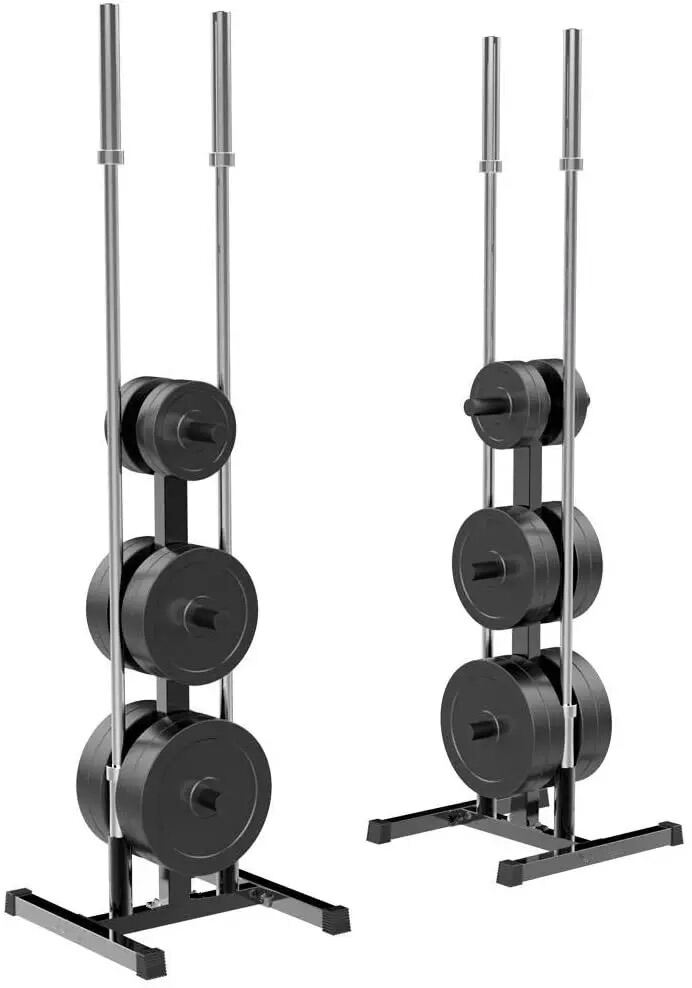 Olympic 2” and Standard 1” Plate Rack Weights Plate Holder w/ 2 Bar ...