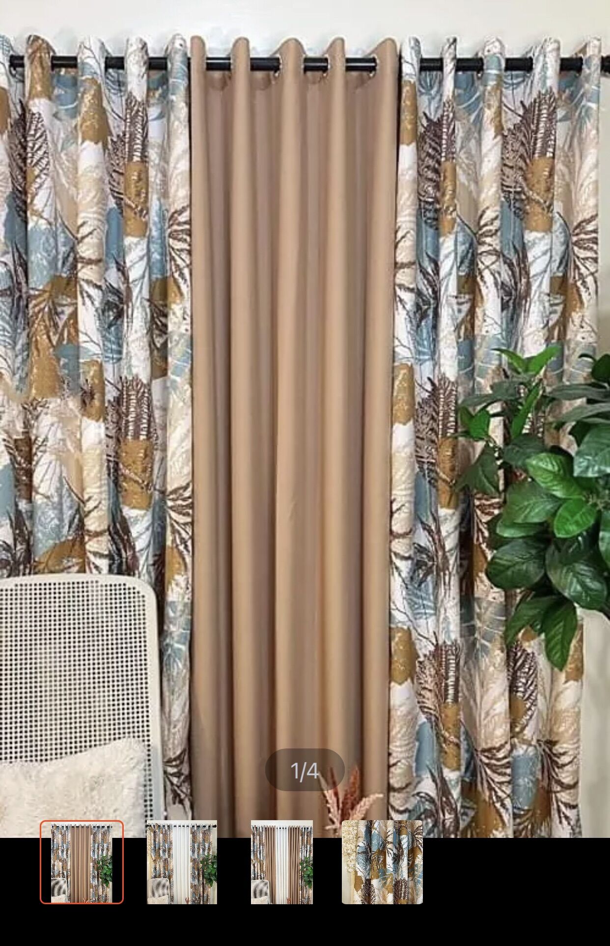 AHC Cardivines Ivy Mocha Curtain with Ring - sold per PIECE or 3in1 Set ...