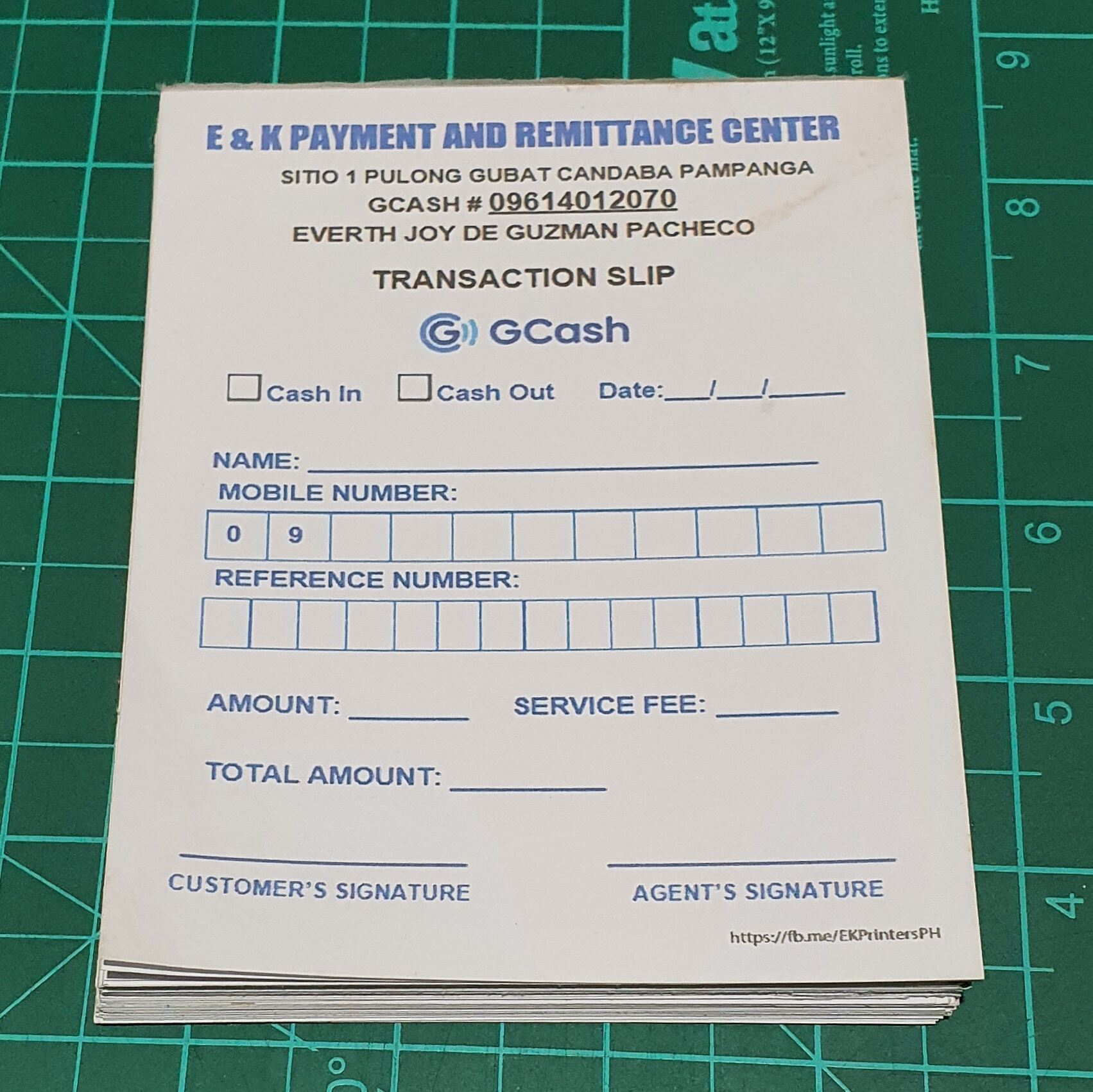 GCash Transaction Form / Receipt / Slip 4x5" Carbonized and Non ...