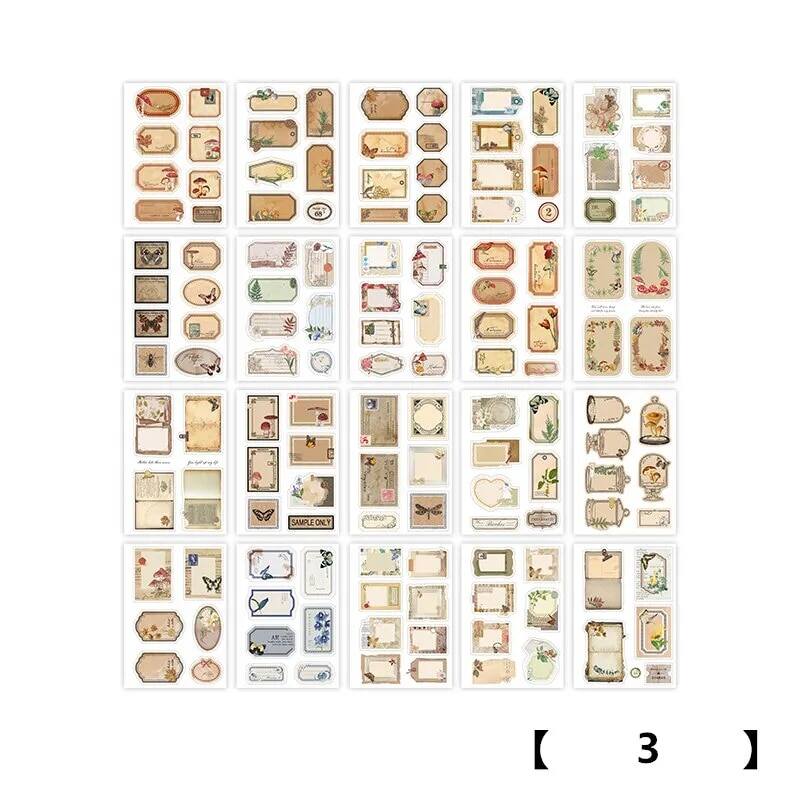 4 Design PET Vintage Sticker Book Literary Plant Stamp Labels Rich ...