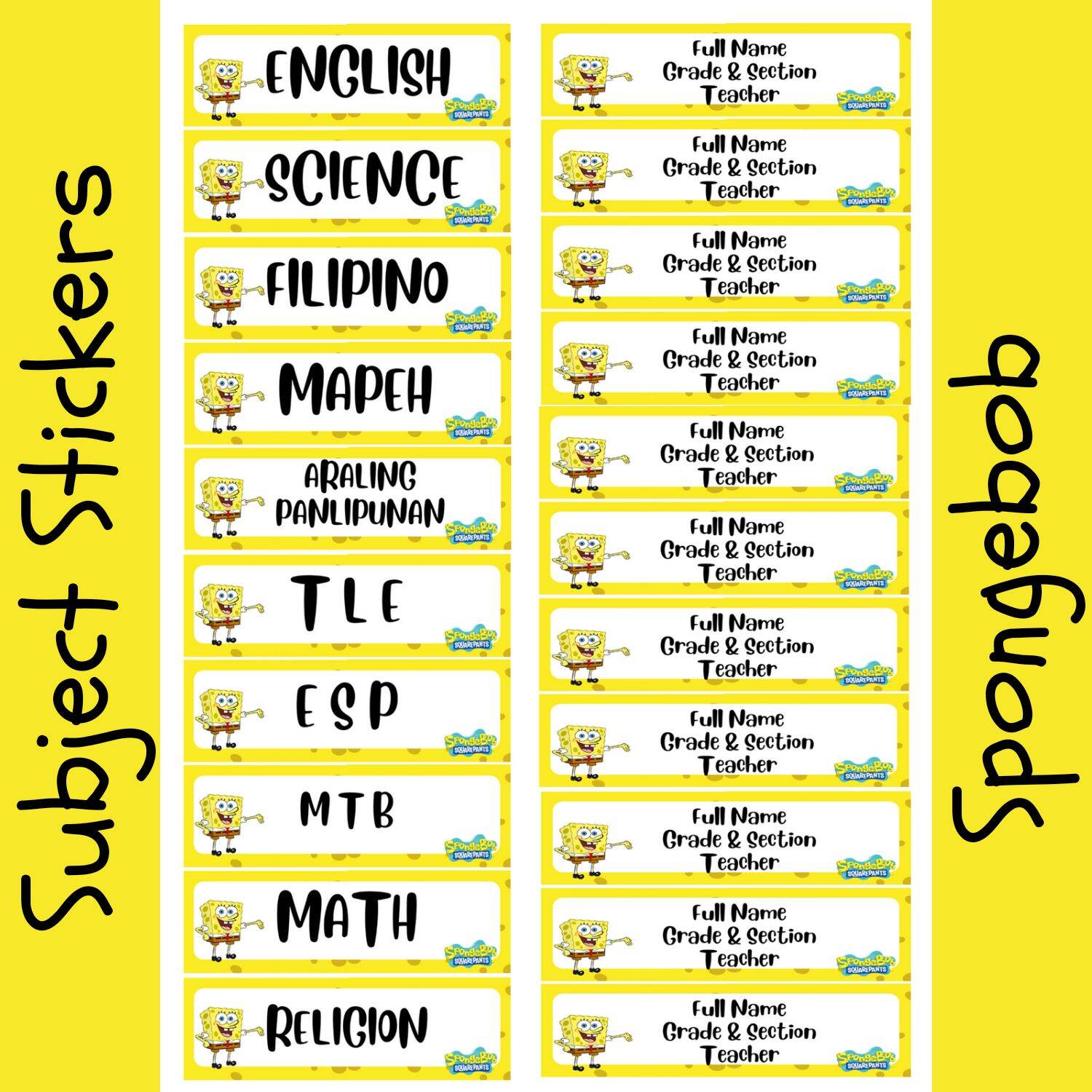 Subject Stickers Customized Name Grade Section Teacher | Lazada PH
