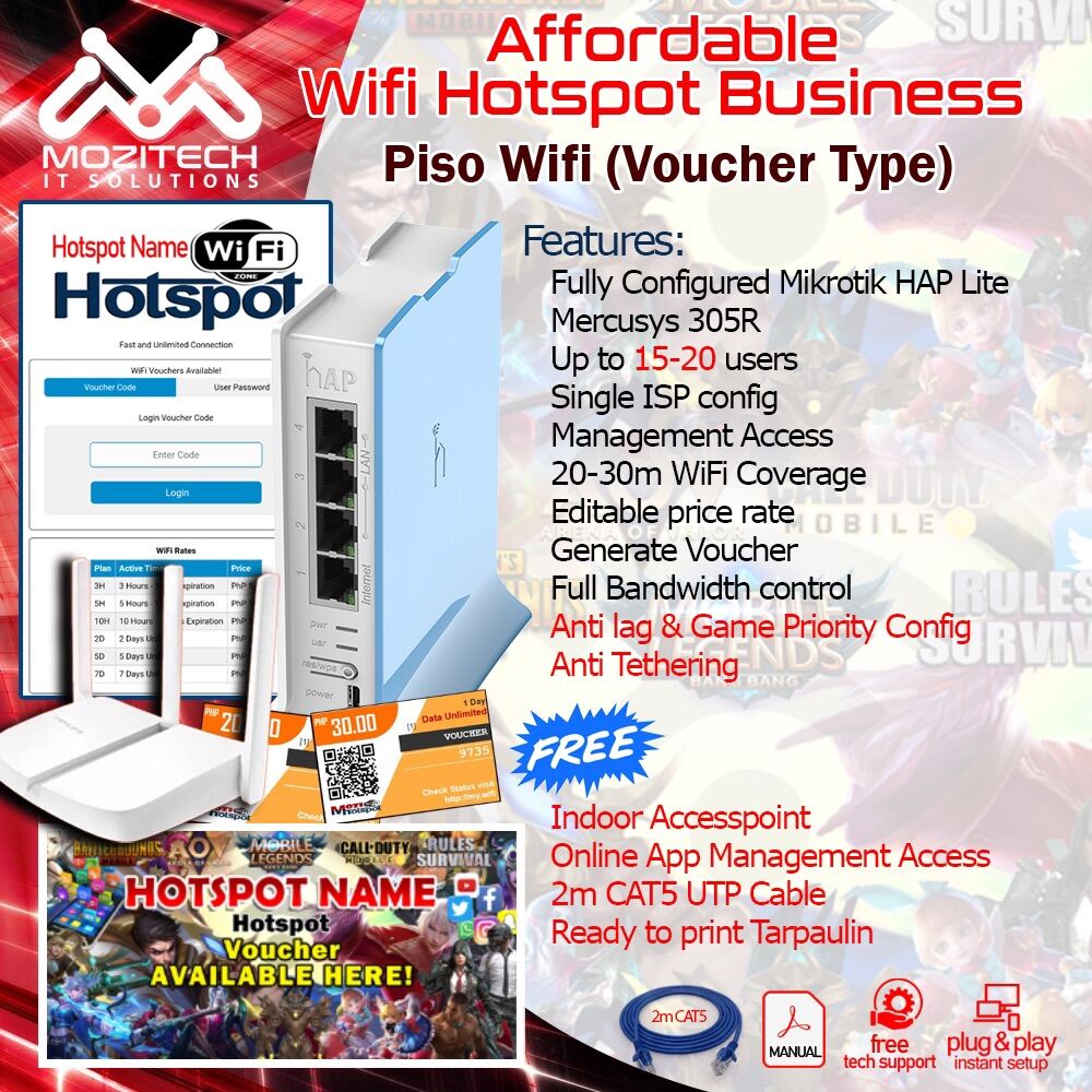 Piso Wifi Voucher Type | Mikrotik Haplite | Mercusys Access Point ...