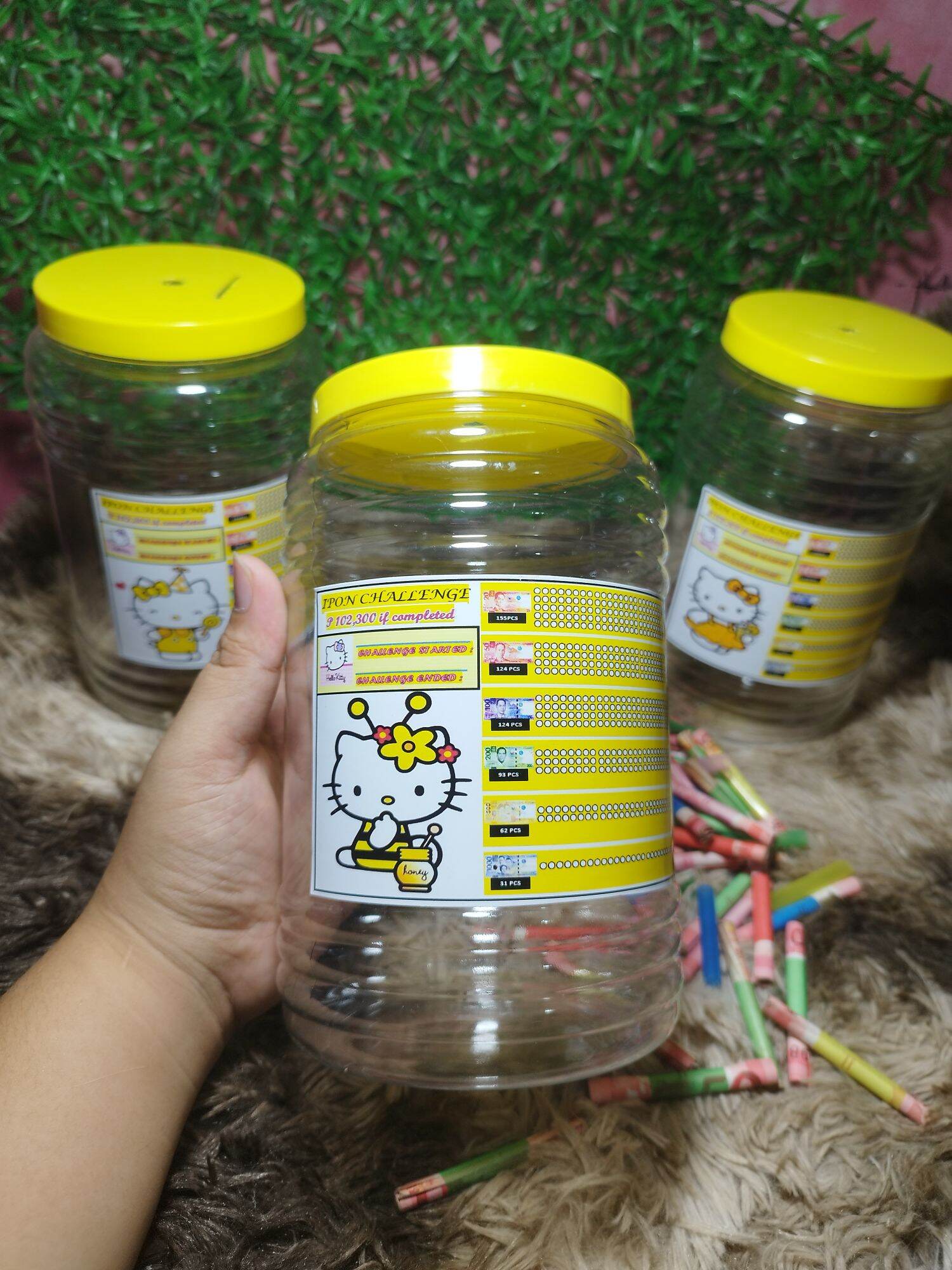 YELLOW IPON CHALLENGE TRANSPARENT CLEAR PLASTIC JAR hello kitty | Lazada PH