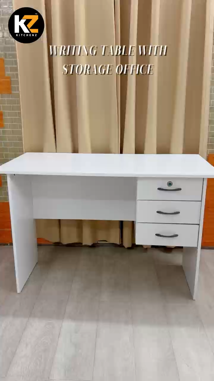 KitchenZ 120cm 4ft Writing Table Study Table with 3 Drawers Storage ...