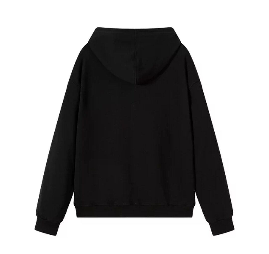 Plain Black Jacket with hoodie (unisex)